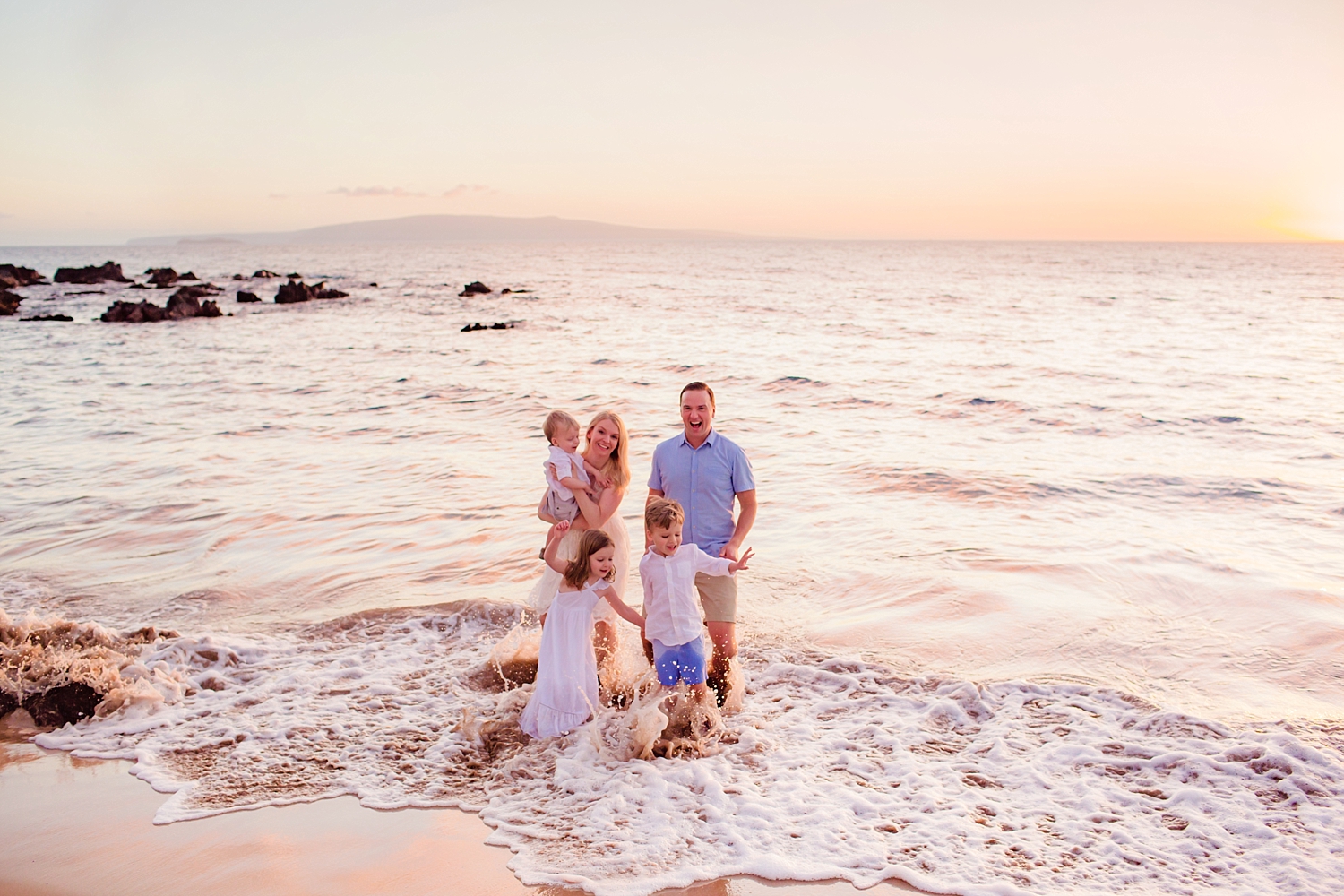 A sweet sunset family portrait session on Maui - Love + Water